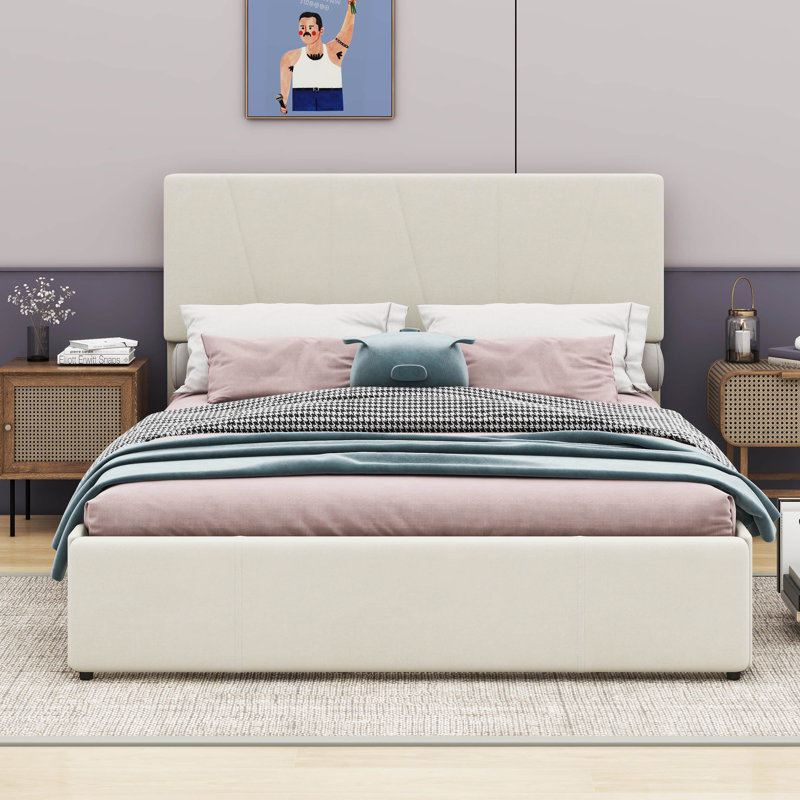 Latitude Run® Rikhard Upholstery Platform Bed With Four Drawers On Two